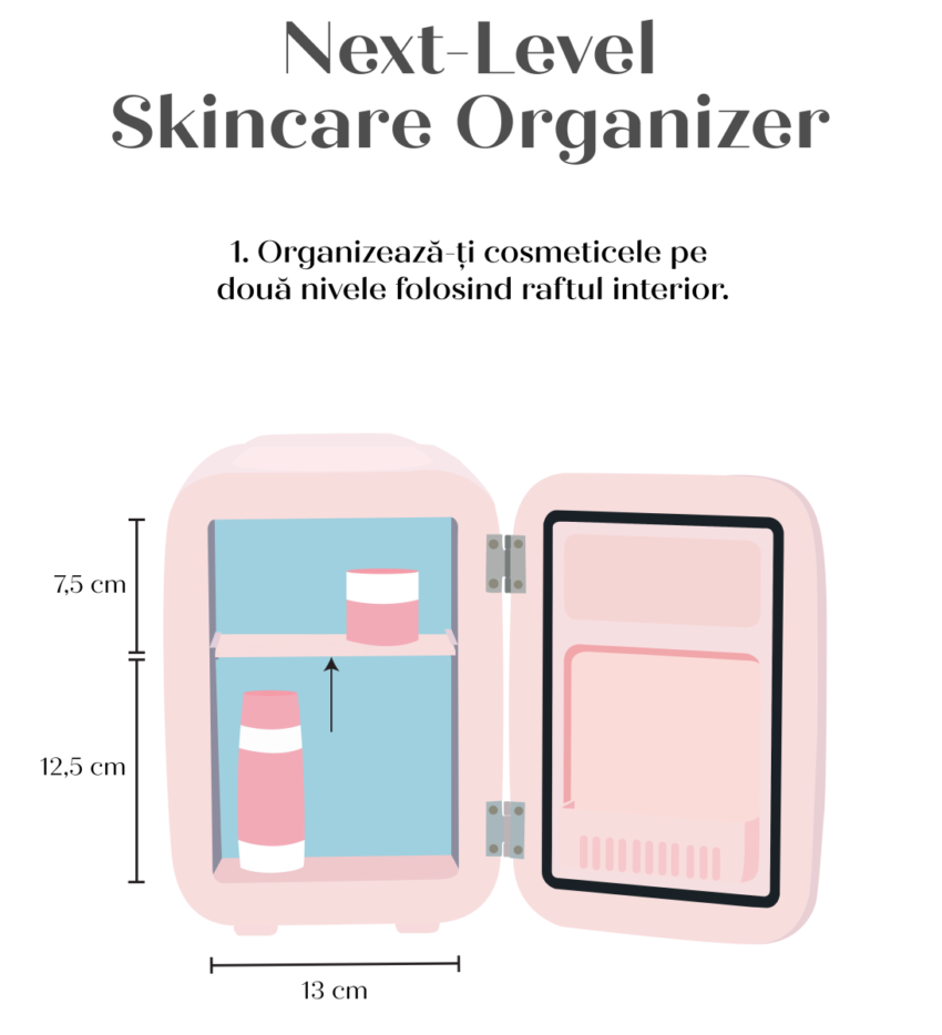 Mini frigider cosmetic pentru creme Blossom Pink Meloni
